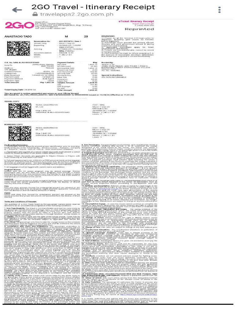 2go Travel Ticket | PDF