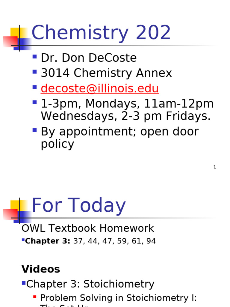 Lecture 1.1 To Post Chem 202 - 0 | PDF