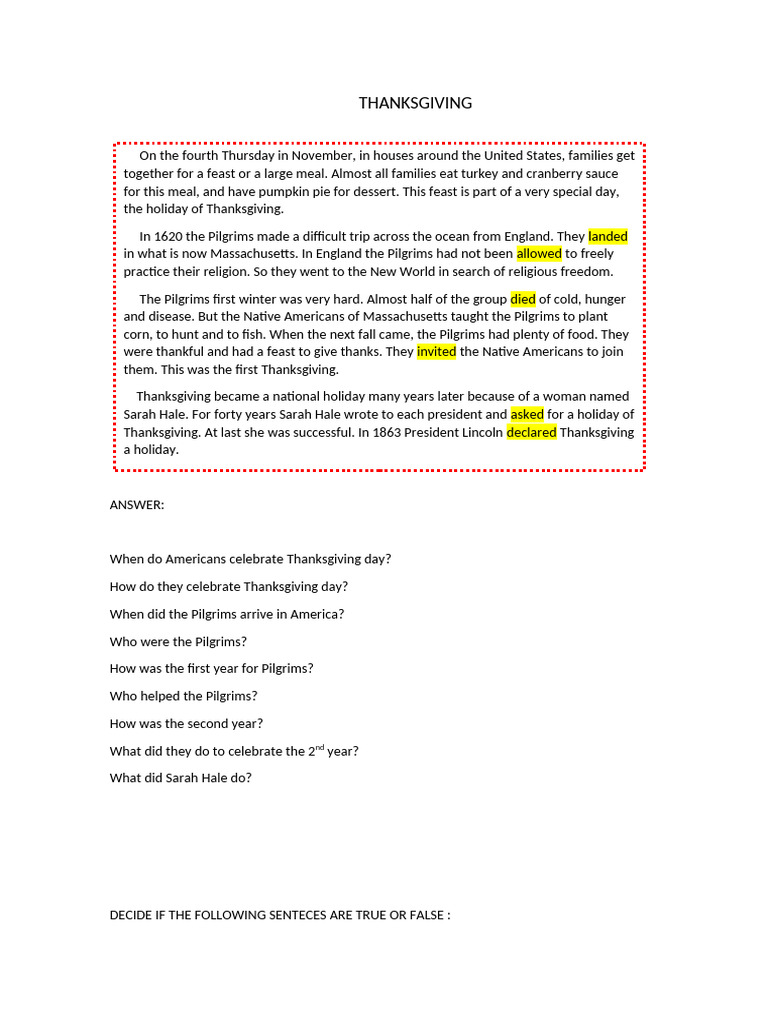 Past Tense Regular Verbs | PDF | Thanksgiving | Linguistics