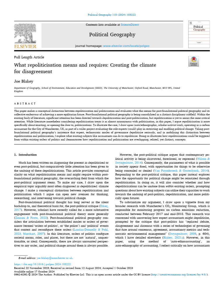 Political Geography: Joe Blakey | PDF | Intergovernmental Panel On ...