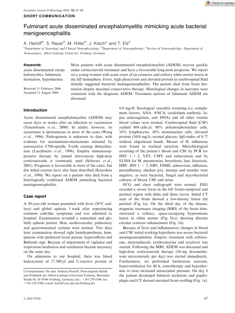 Euro J of Neurology 2004 Harloff Fulminant Acute Disseminated ...