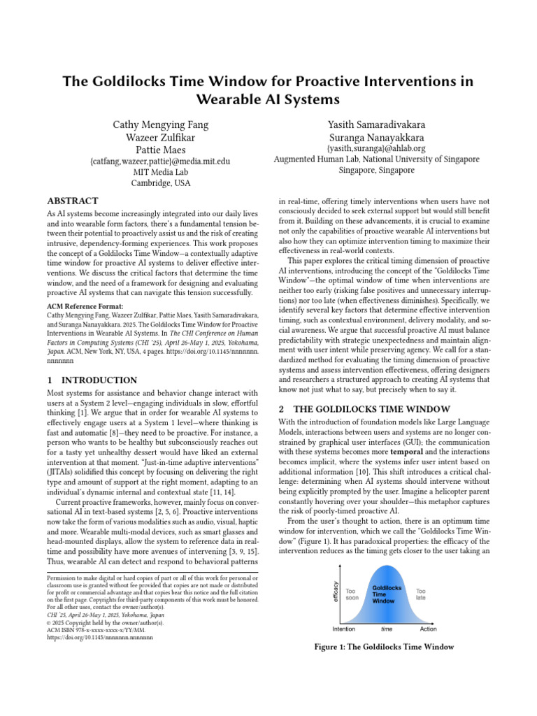 The Goldilocks Time Window For Proactive Intervent | PDF | Memory ...