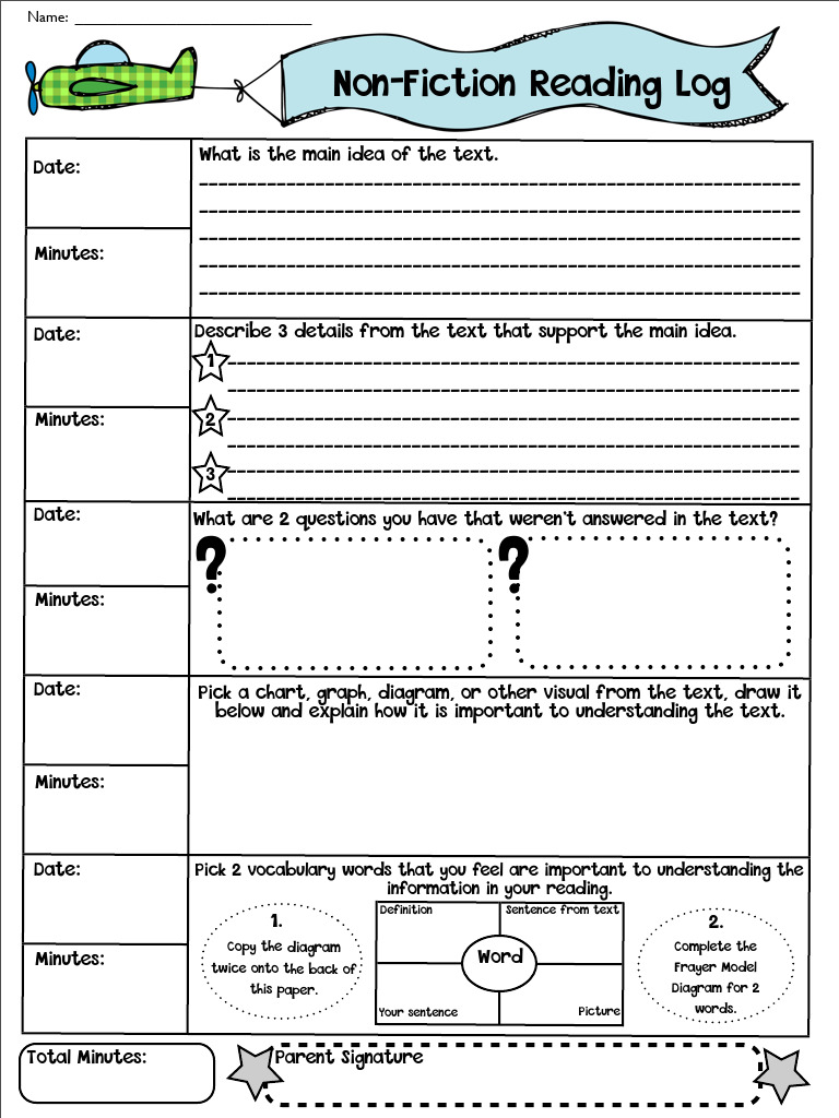 Nonfiction Reading Log Bundle | PDF | Vocabulary | Diagram