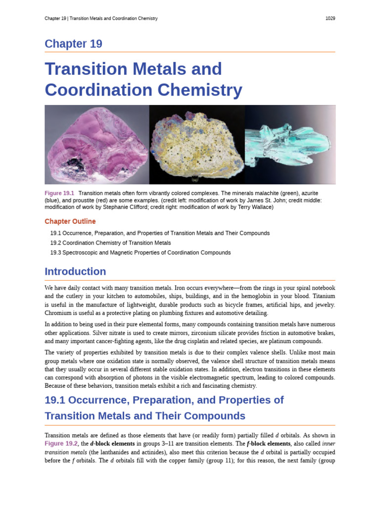 Transition Metals and Their Chemistry | PDF | Ligand | Coordination Complex