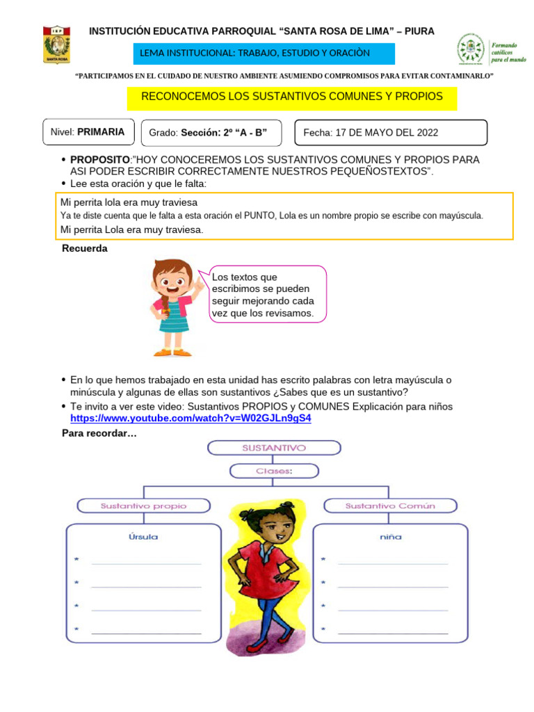 Sustantivos Comunes y Propios-P - 17 - 05 - 22 | PDF | Caso de carta