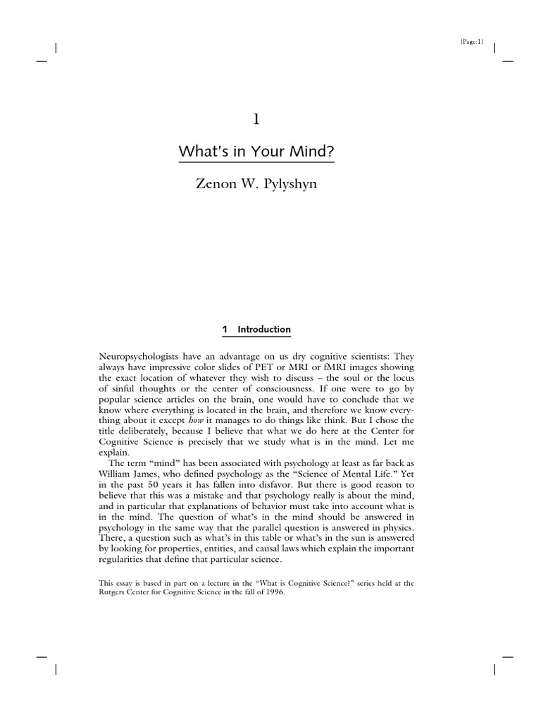 Pylyshyn 1999 | PDF | Mind | Mental Image