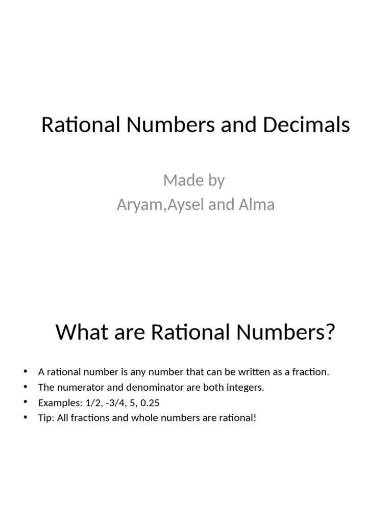 Rational Numbers Presentation by Aryam | PDF