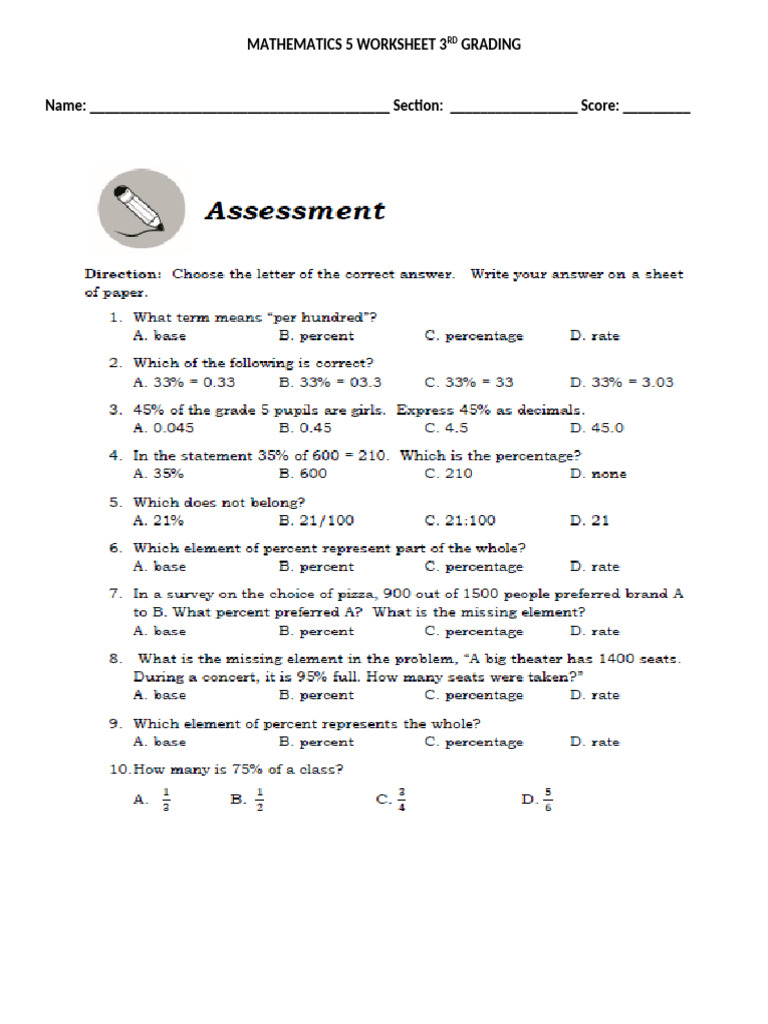 Percent Assessment | PDF