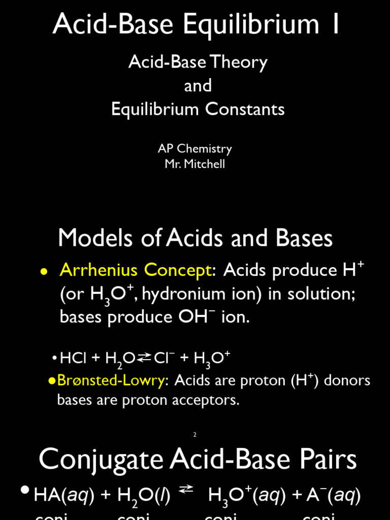 Acid-Base Equilibrium Constants Explained | PDF | Acid | Acid ...