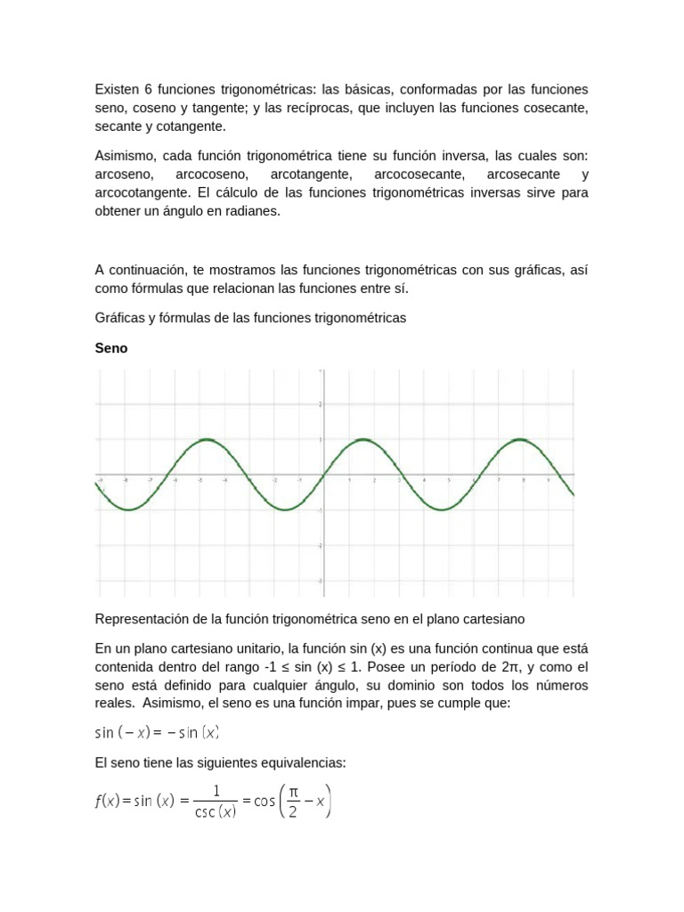 Funciones Trigonométricas Y Gráficas Pdf Funciones Trigonométricas 3146