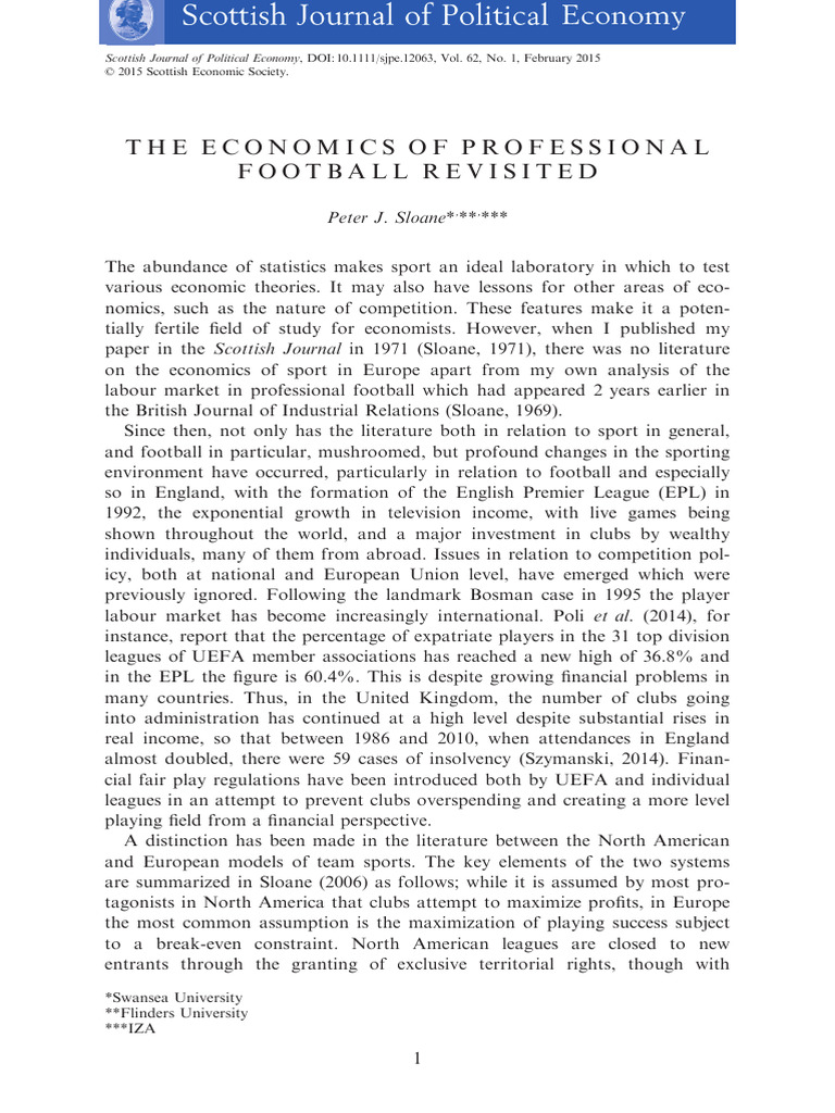 Economics of Professional Football Analysis | PDF | Profit (Economics ...