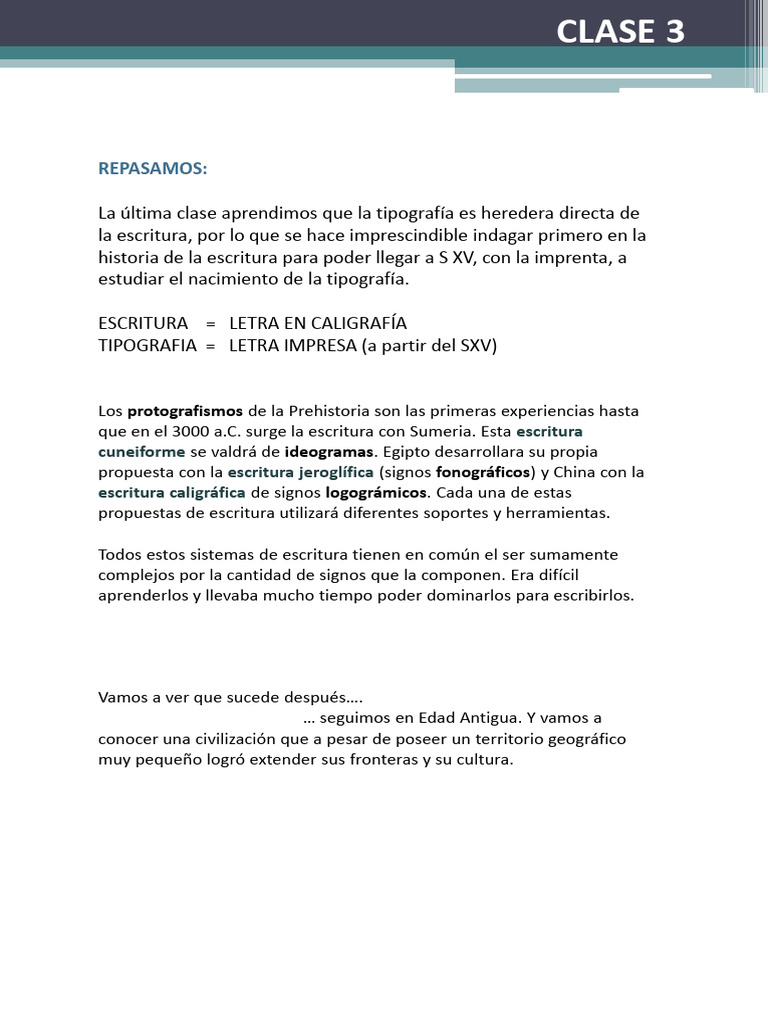 CLASE3 Historia Escritura 2daPARTE | PDF | Escritura | Alfabeto