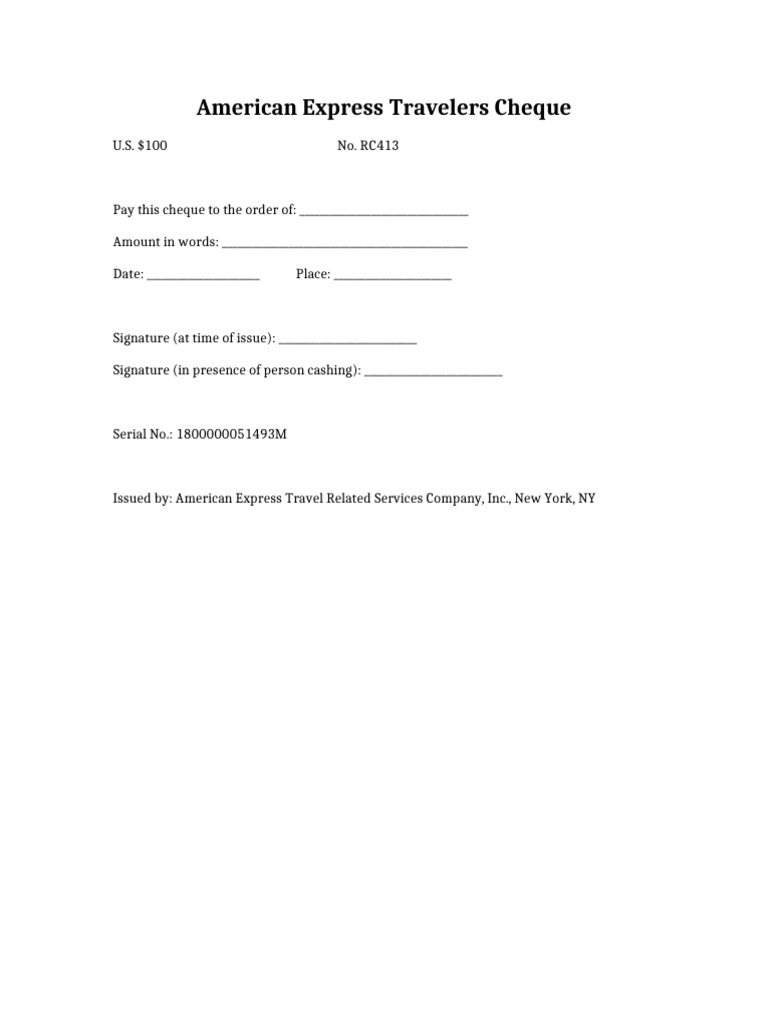 Cheque de Viajero Editable | PDF
