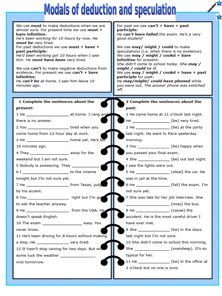 Modals of Deduction and Speculation With Key | PDF | Linguistics