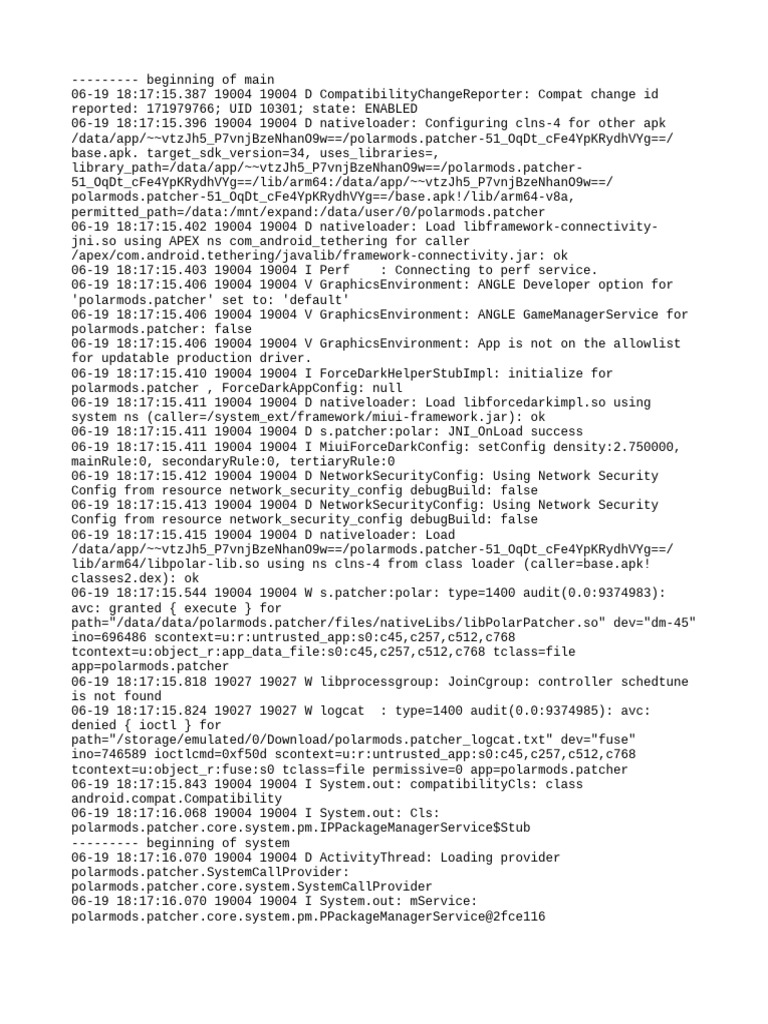 Polarmods - Patcher Logcat | PDF | Java (Programming Language) | Android (Operating System)