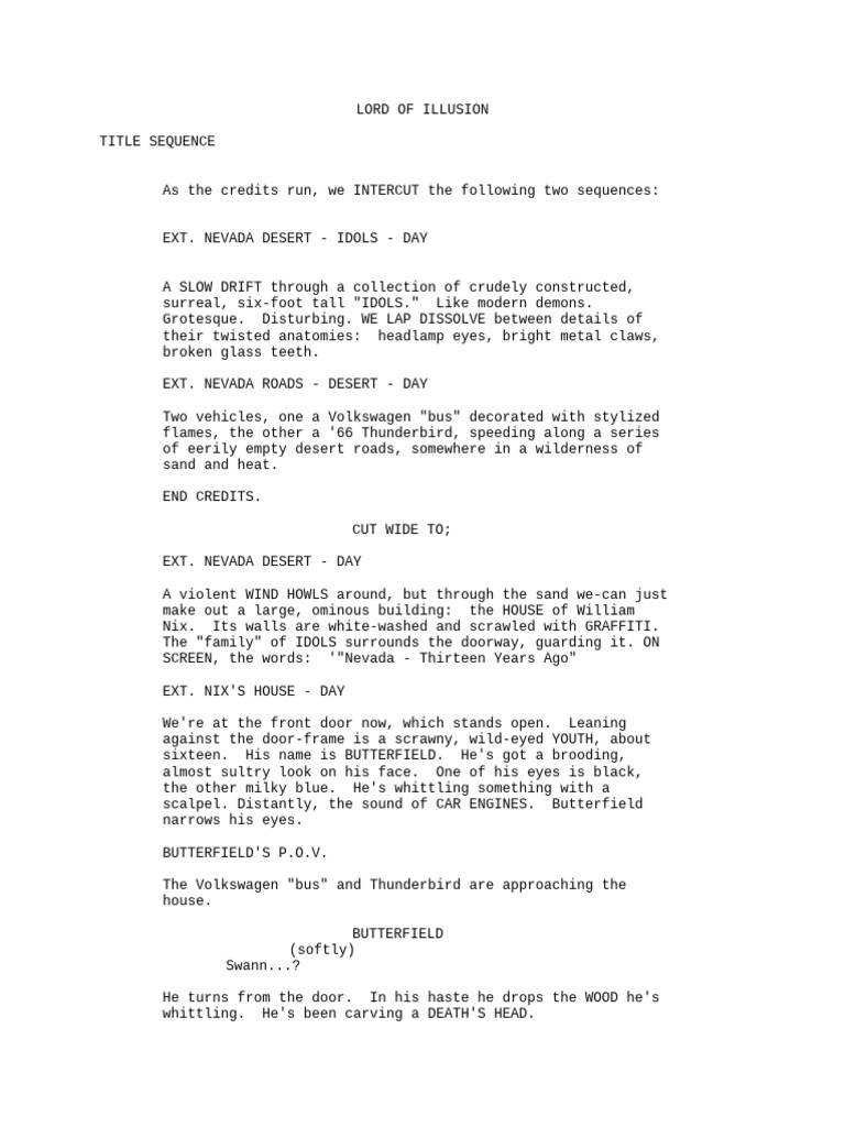 LORD of ILLUSION (Shooting Script) | PDF