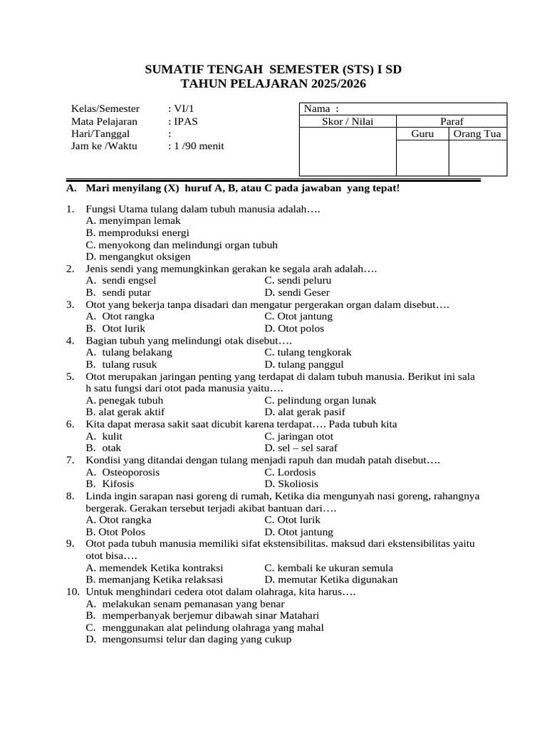 STS IPAS KELAS 6 | PDF