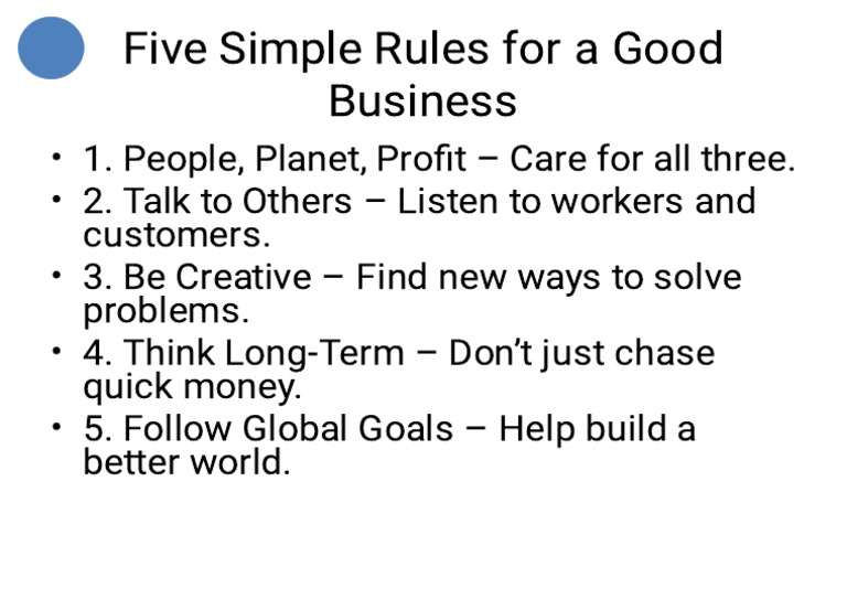 Five Simple Rules For A Good Business | PDF