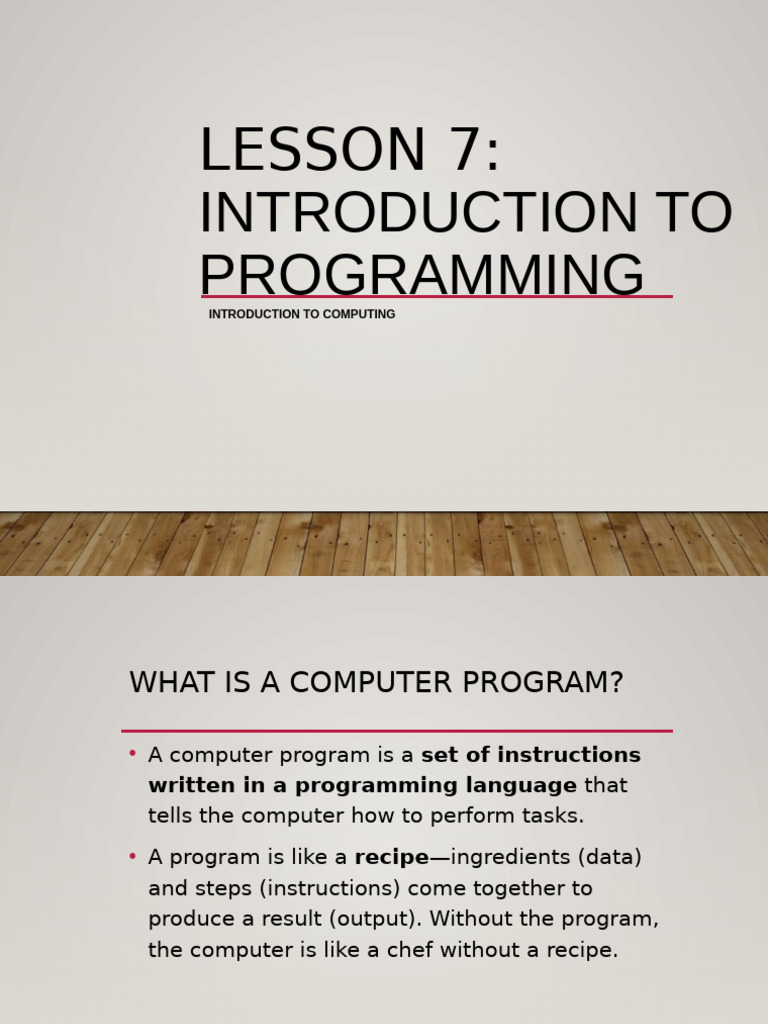 Lesson7 - Introduction To Programming | PDF | Programming | Computer ...