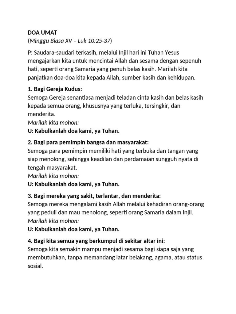 Doa Kasih dan Belas Kasih Umat | PDF