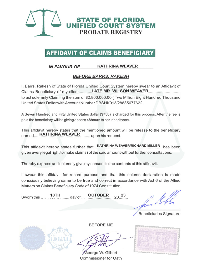 Affidavit of Claims Presentation | PDF