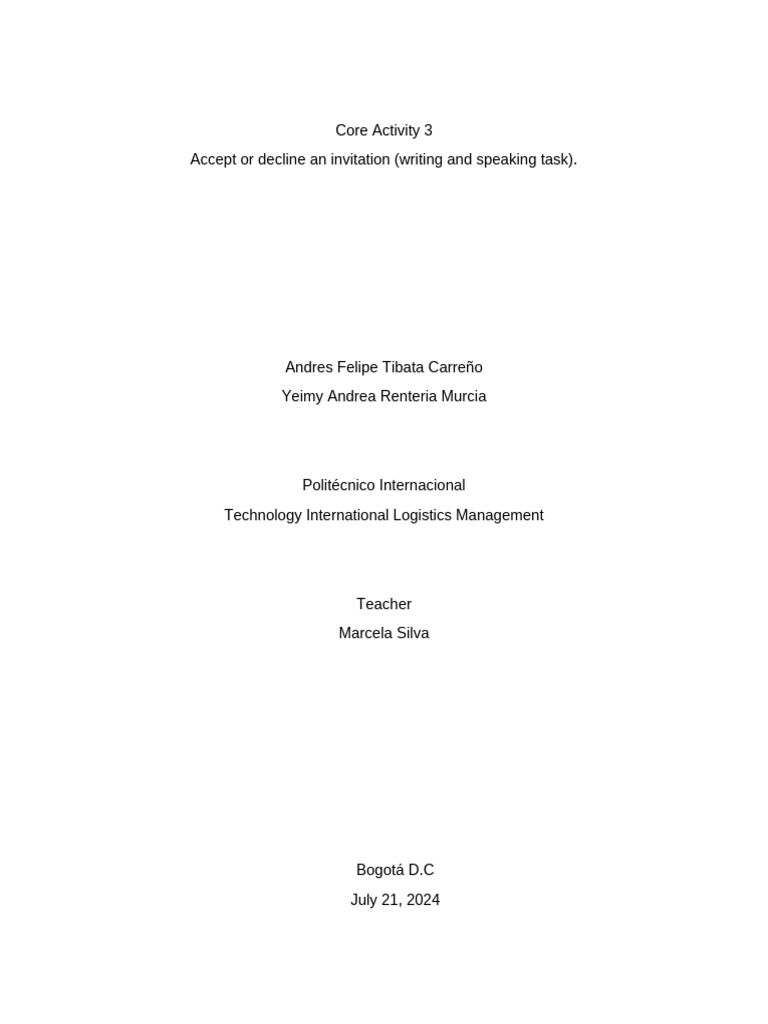 Accept or Decline An Invitation (Writing and Speaking Task) . | PDF