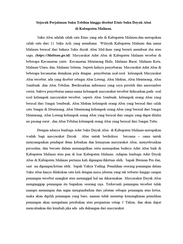 Sejarah Suku Dayak Abai di Malinau | PDF