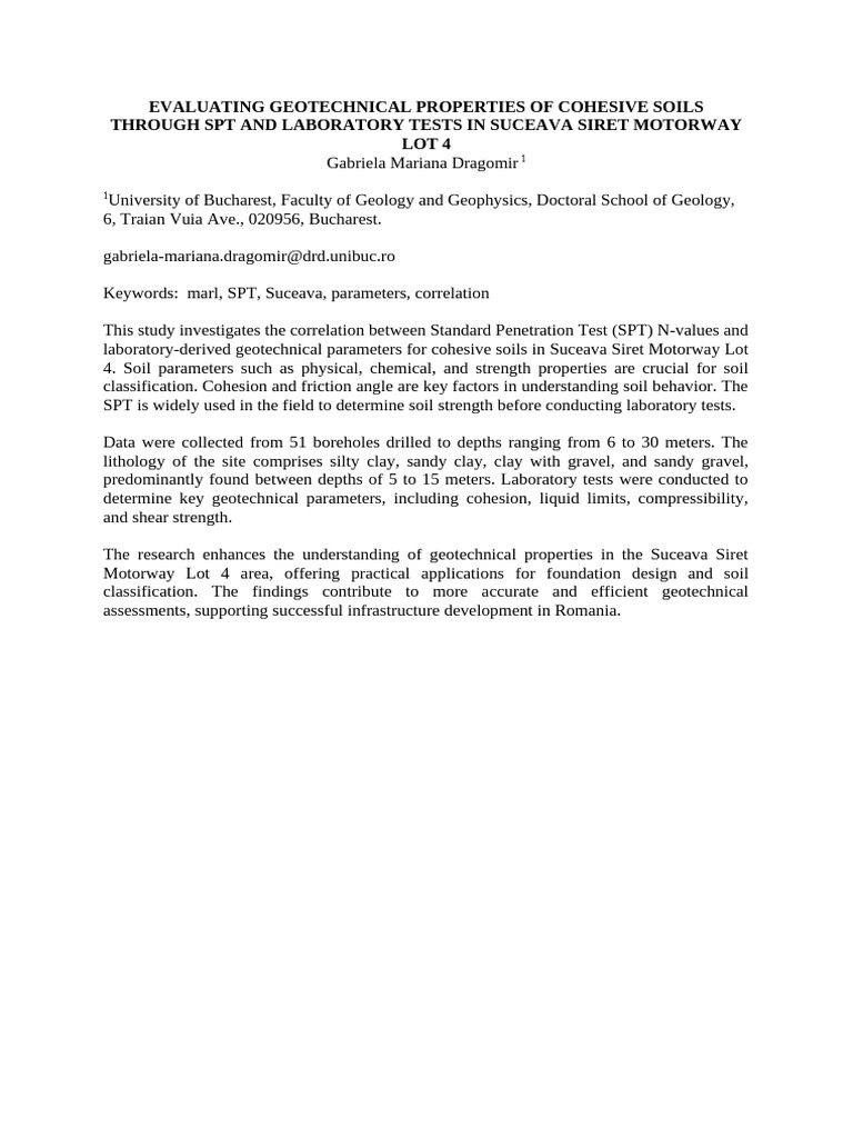 Evaluating Geotechnical Properties of Cohesive Soils Through SPT and ...
