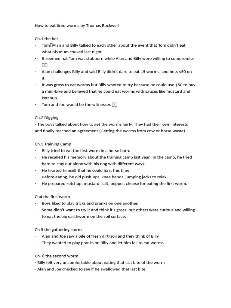 How To Eat Fired Worms by Thomas Rockwell | PDF