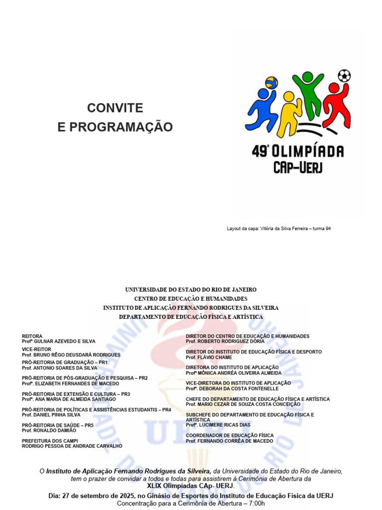 Convite e Programação Olimpíadas CAp - UERJ - 2025 | PDF | Esportes ...