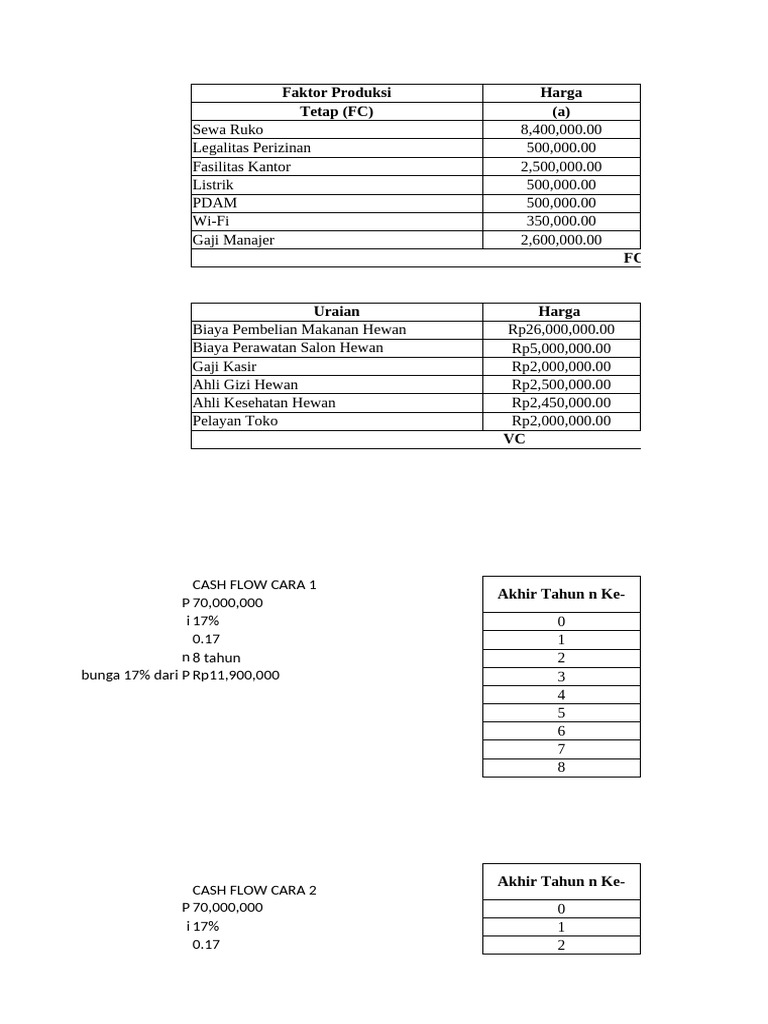 Analisis Biaya dan Cash Flow Usaha | PDF