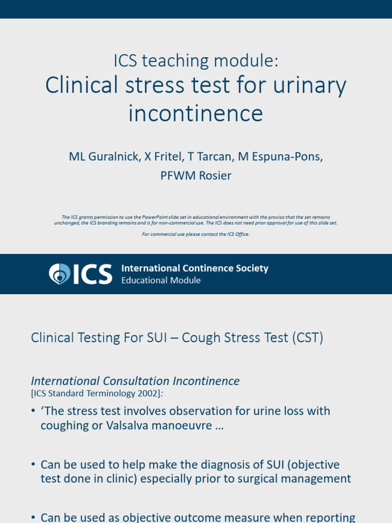 ICS Uniform Cough Stress Test Guide | PDF | Urinary Incontinence ...