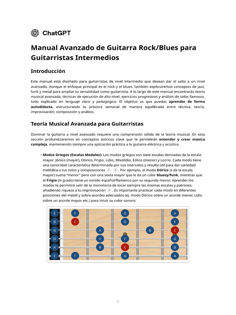 Guitarra Rock/Blues: Guía Avanzada para Intermedios | PDF | Acorde ...