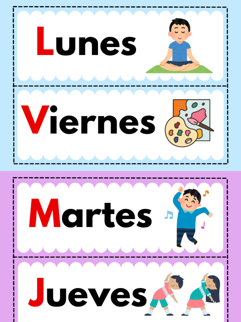 Días de La Semana Vocabulario Flashcards | PDF