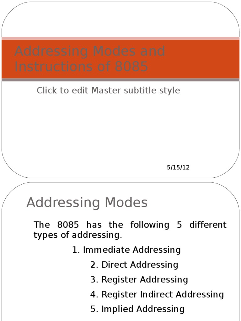 8085 Addressing Modes Explained | PDF | Computers