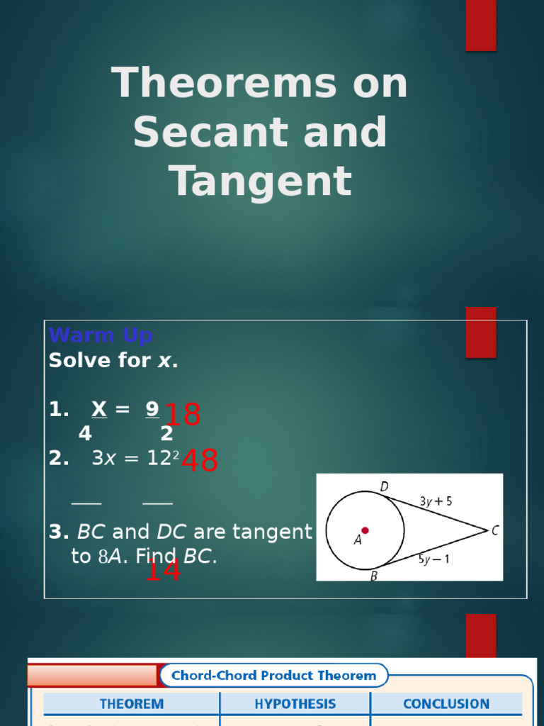 G10 Math Q2 - Week 6 - Proves Theorems On Secant and Tangent | PDF ...