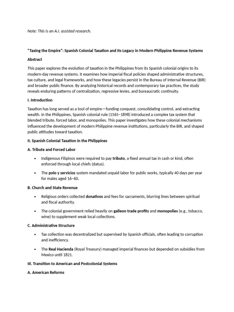 Taxing The Empire-Spanish Colonial Taxation and Its Legacy in Modern ...