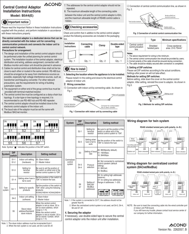Central Control Adaptor B544(E) Guide | PDF | Electrical Wiring ...