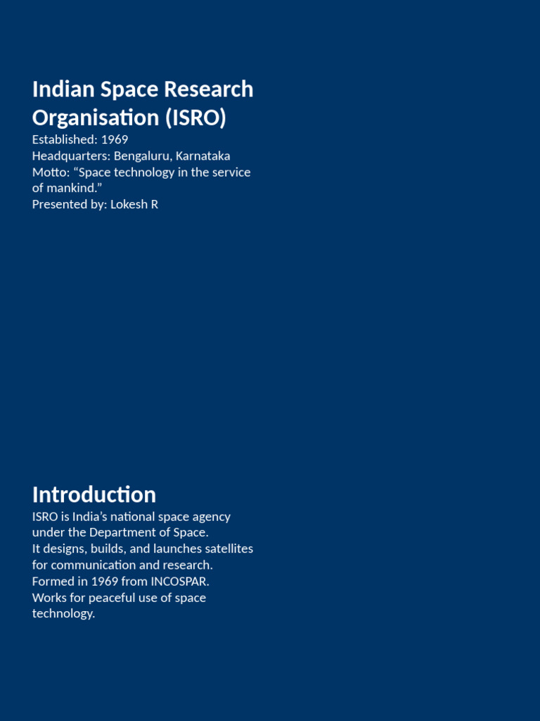 ISRO Presentation Lokesh | PDF