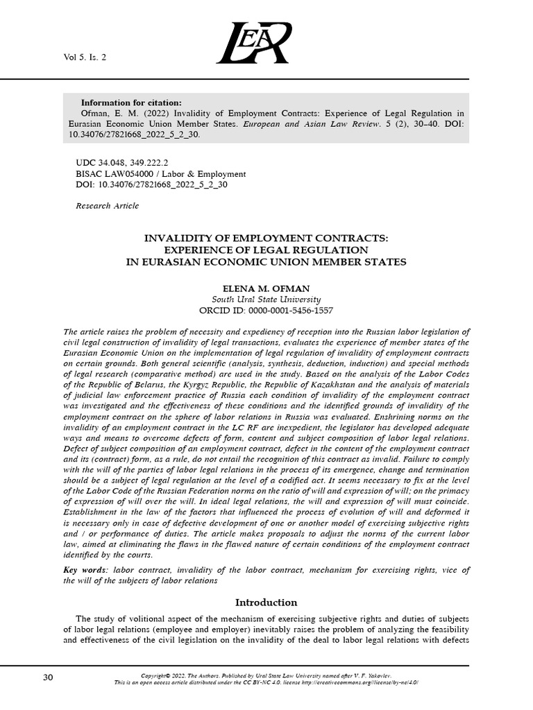 BB - Invalidity of Employment Contracts - 11tr | PDF | Employment ...