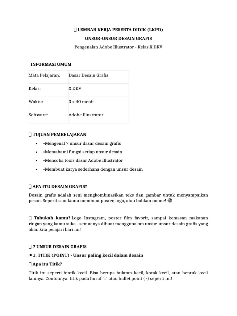 LKPD Unsur Desain | PDF