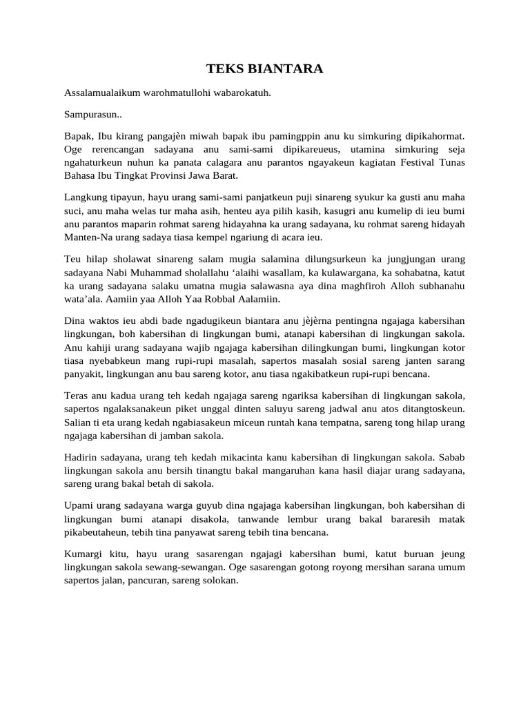 Teks Biantara TK Kecamatan | PDF