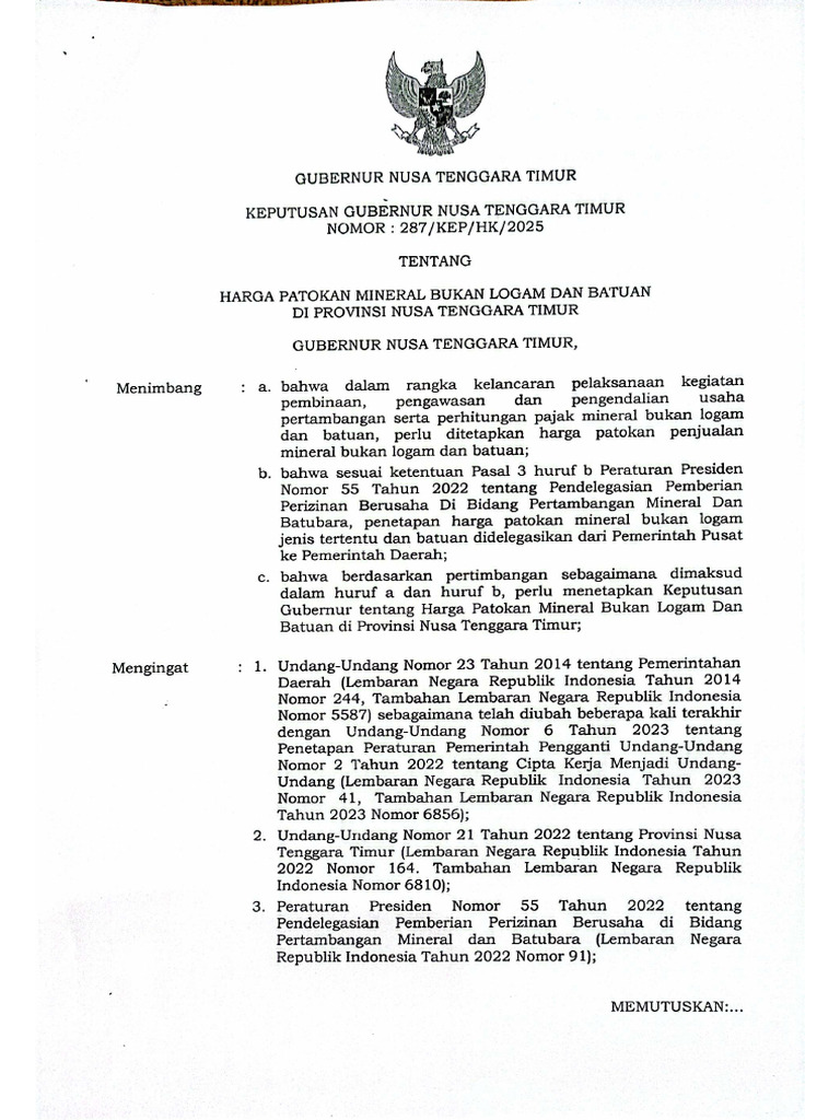 SK Harga Patokan 2025 | PDF