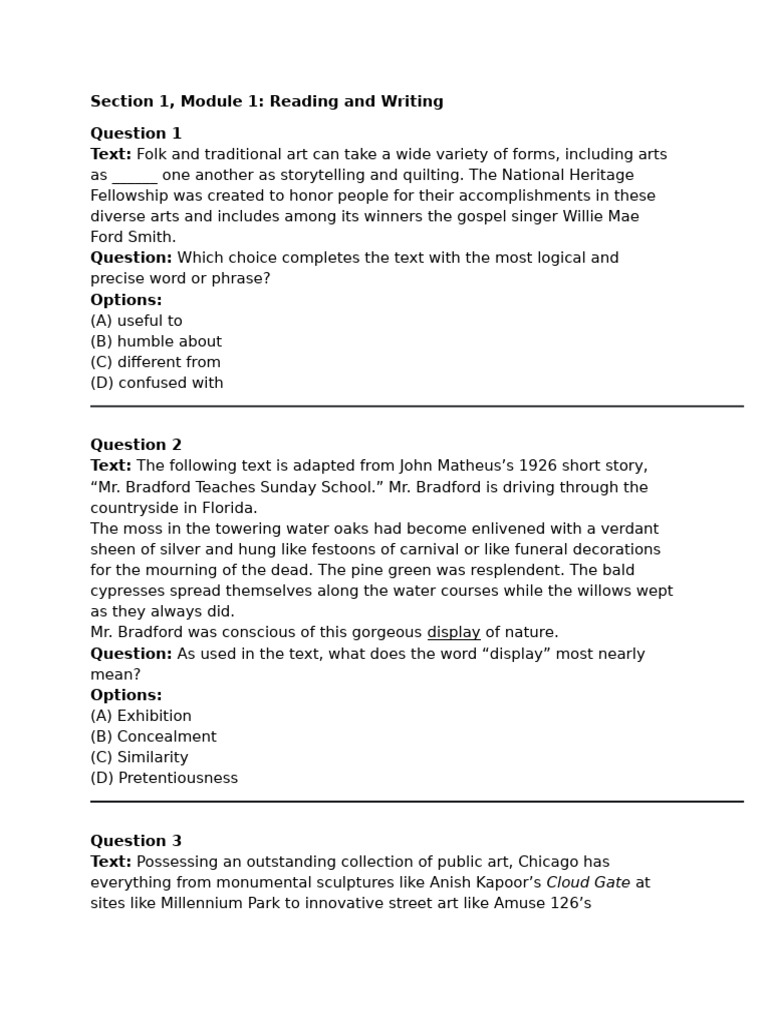 Reading Comprehension Practice Questions | PDF