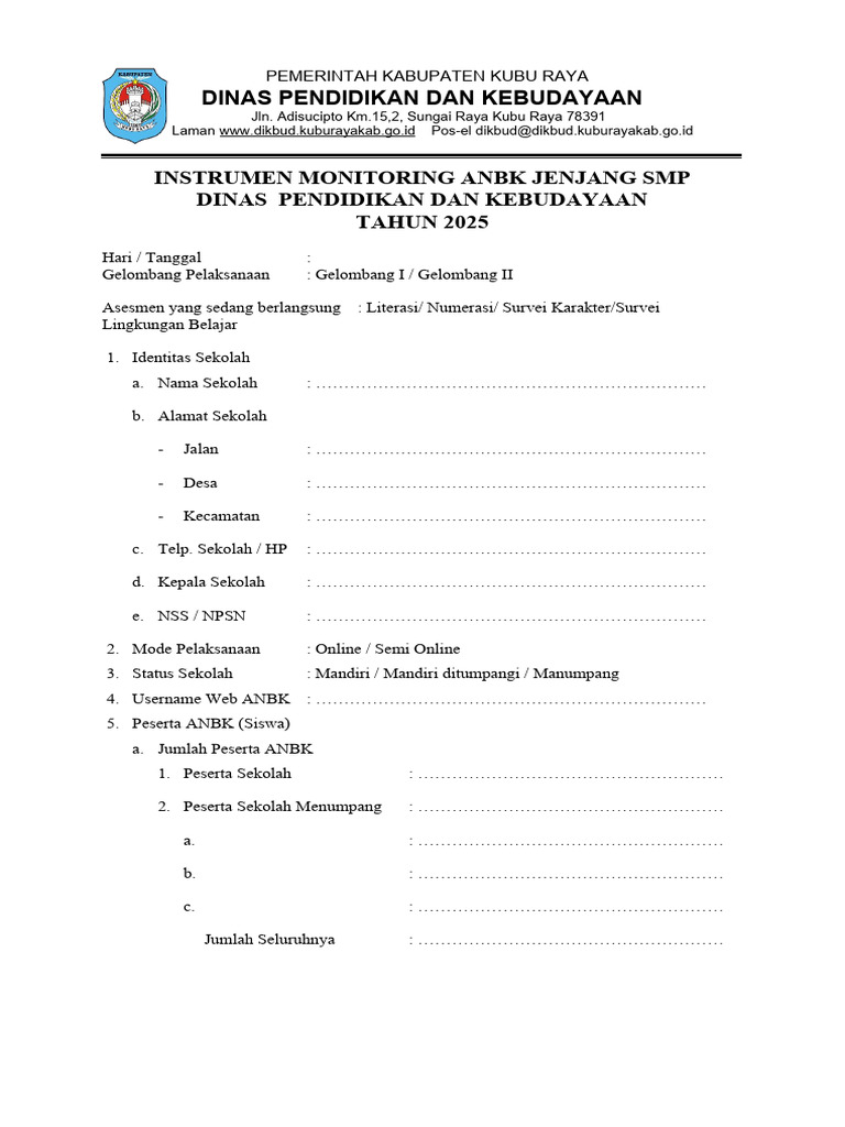 Instrumen Anbk SMP THN 2025 | PDF