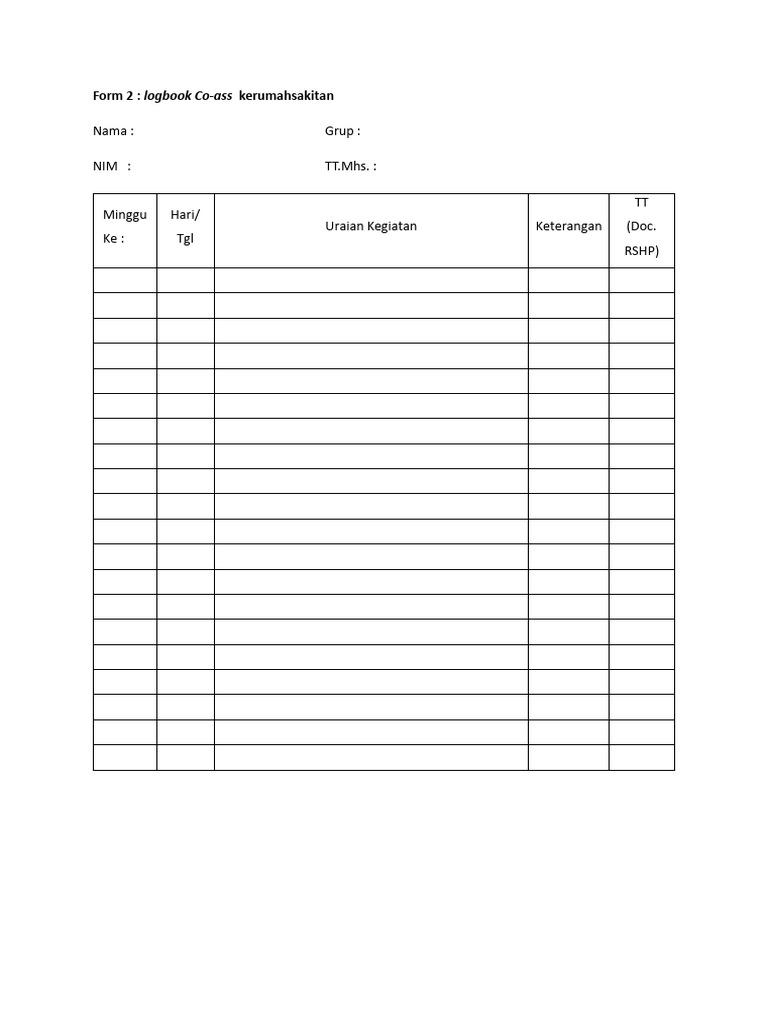 Logbook RSHP | PDF