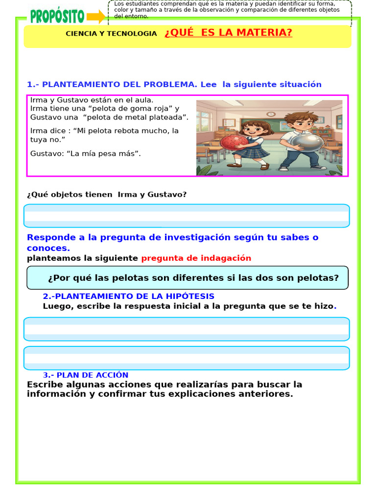u7 s1 Ficha d3 Ct La Materia | PDF | Cognición | Science