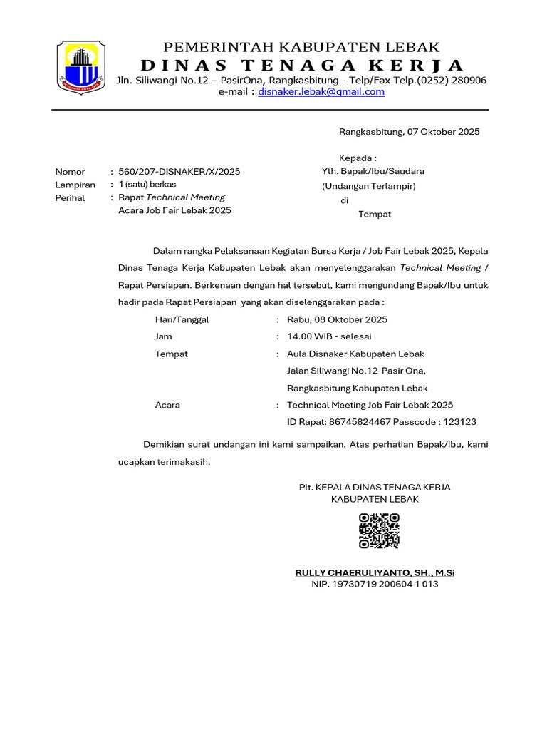Undangan Technical Meeting Job Fair | PDF