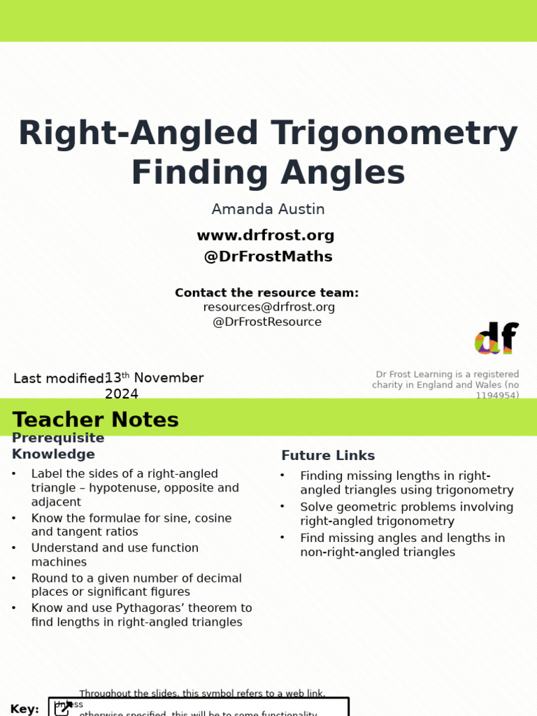 Right-Angled Trigonometry Finding Angles - Lesson | PDF | Trigonometry ...