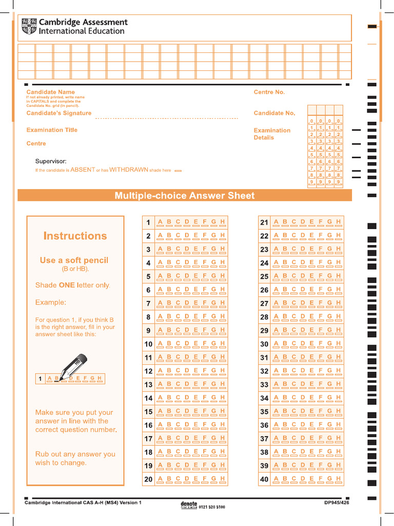 Multiple Choice Sheet | PDF